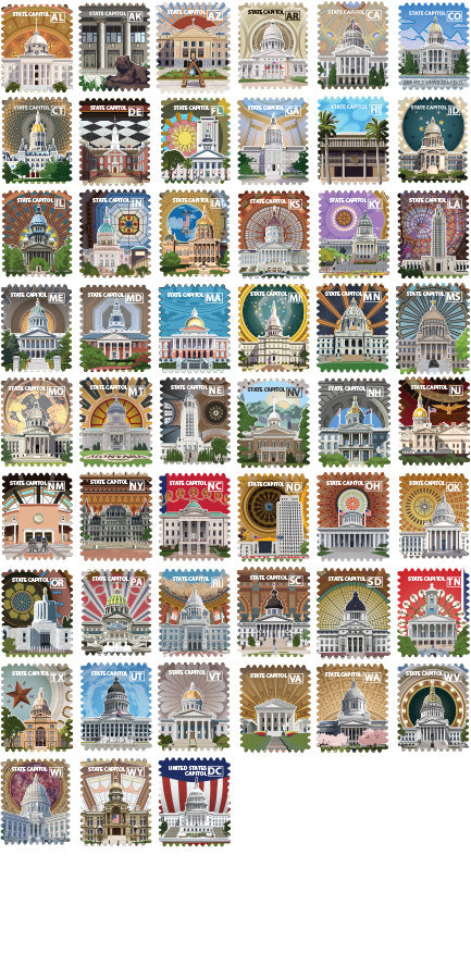 51 U.S. Capitol Building Travel Stamps Set