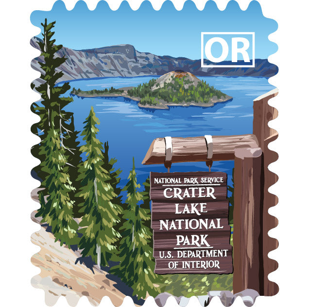 Crater Lake National Park - Entrance Sign Travel Stamp – Travel Stamps