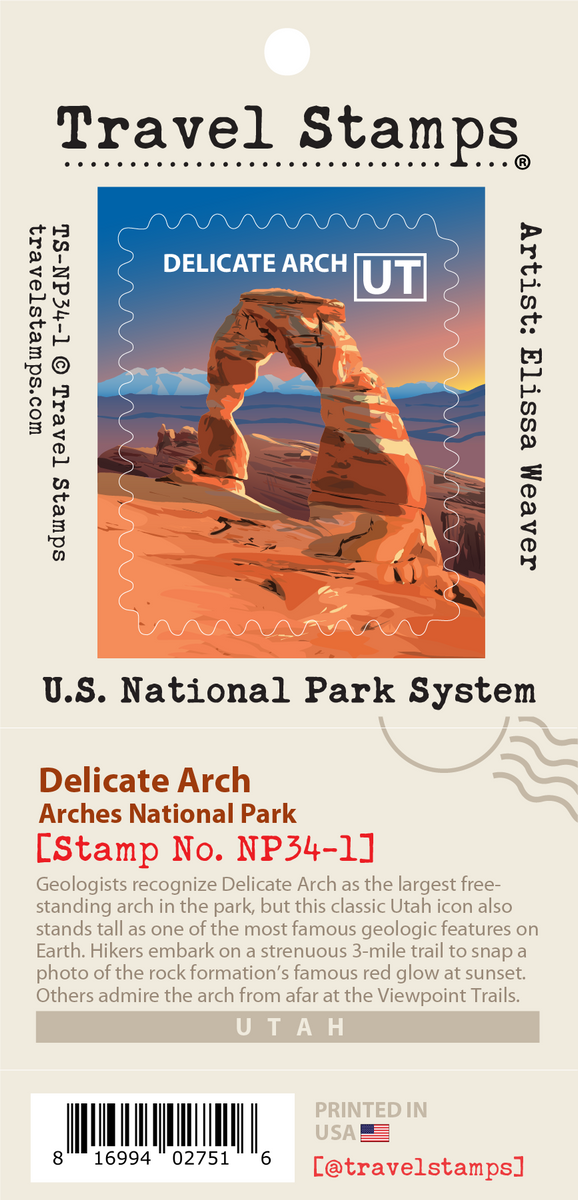 Arches National Park - Delicate Arch Travel Stamp – Travel Stamps