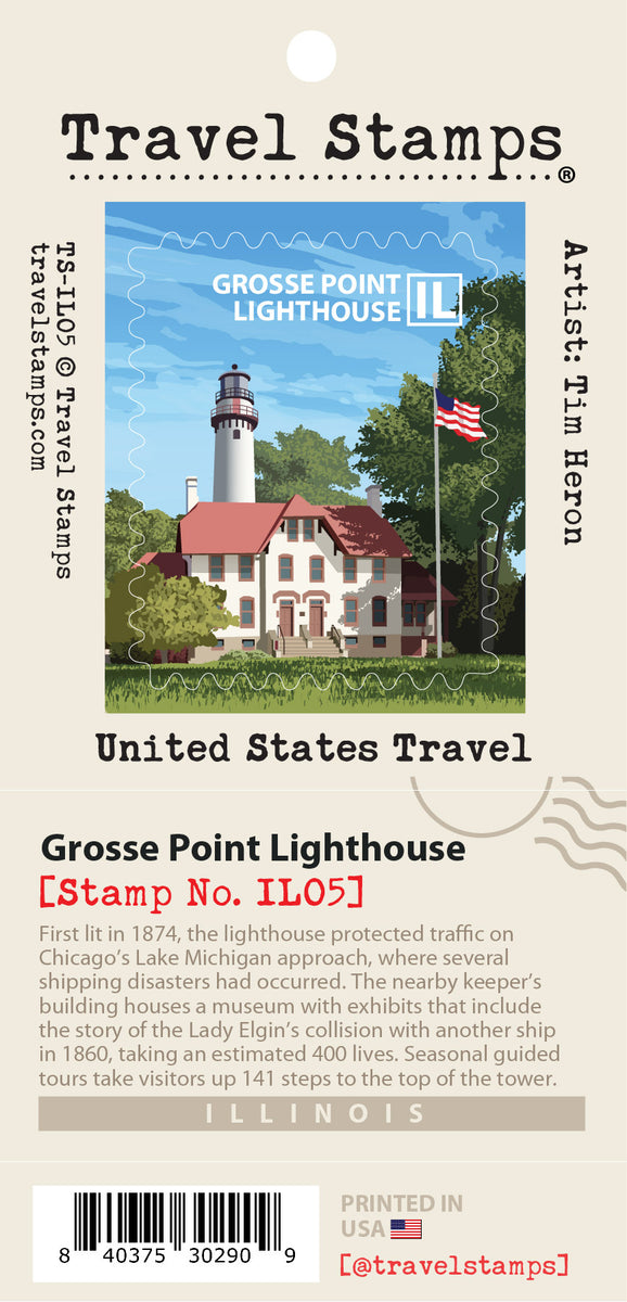 Grosse Point Lighthouse Travel Stamp – Travel Stamps