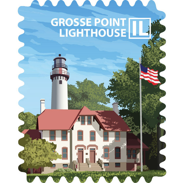 Grosse Point Lighthouse Travel Stamp – Travel Stamps