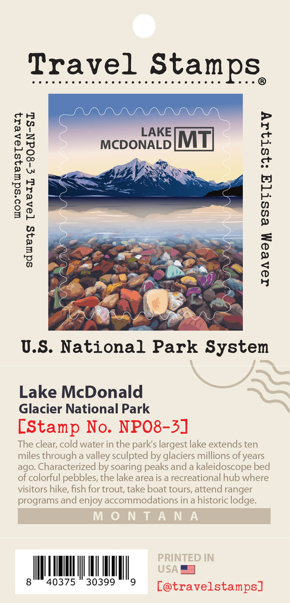 Glacier National Park - Lake McDonald Travel Stamp – Travel Stamps