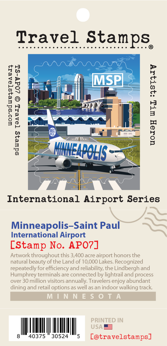 Minneapolis–Saint Paul International Airport Travel Stamp – Travel Stamps