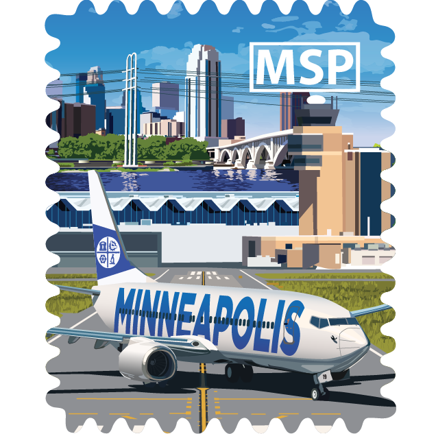 Minneapolis–Saint Paul International Airport Travel Stamp – Travel Stamps