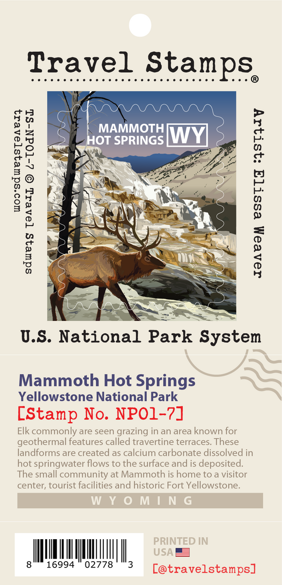 Yellowstone National Park - Mammoth Hot Springs Travel Stamp – Travel ...