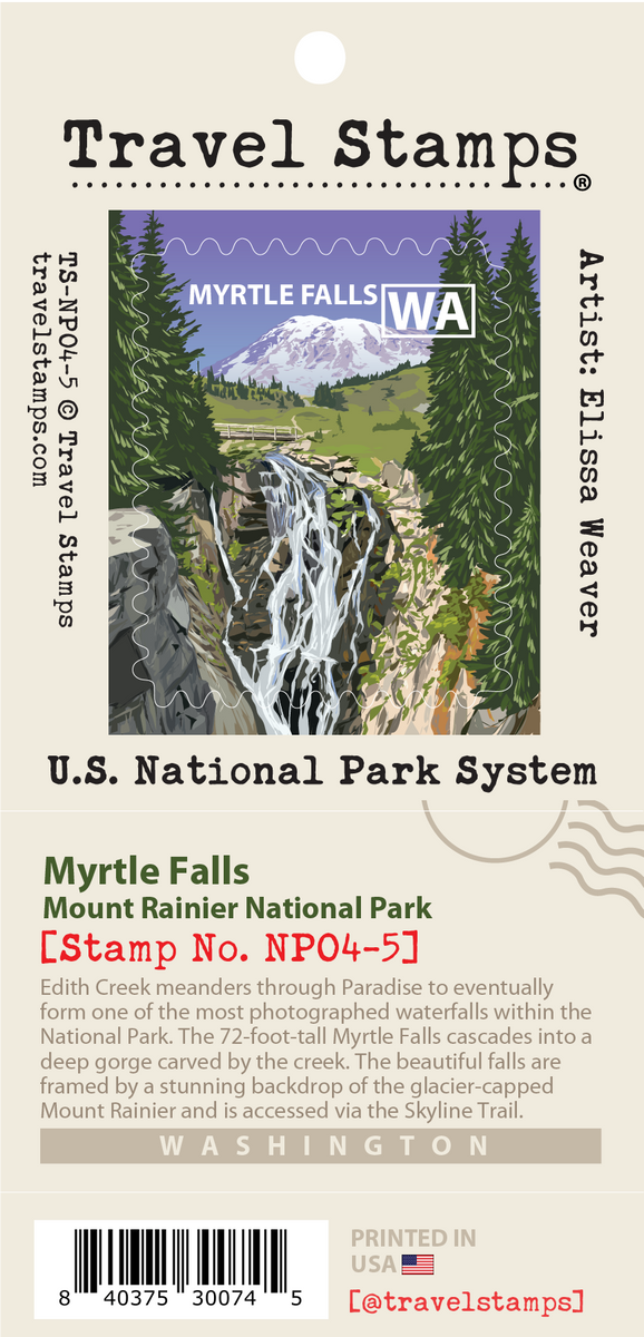 Mount Rainier National Park - Myrtle Falls Travel Stamp – Travel Stamps