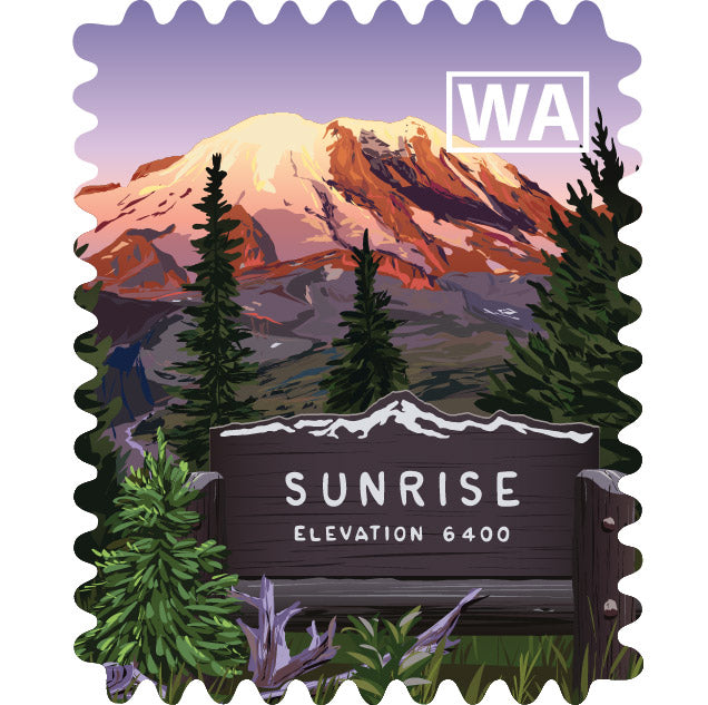 Mount Rainier National Park - Sunrise Travel Stamp – Travel Stamps