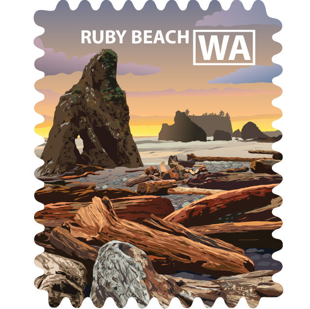 Ruby Beach - Olympic National Park Travel Stamp – Travel Stamps