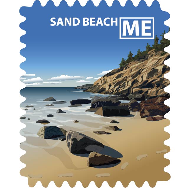 Acadia National Park - Sand Beach Travel Stamp – Travel Stamps